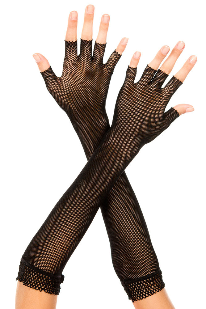 Fingerless Fishnet Elbow Length Gloves - icandyIntimates