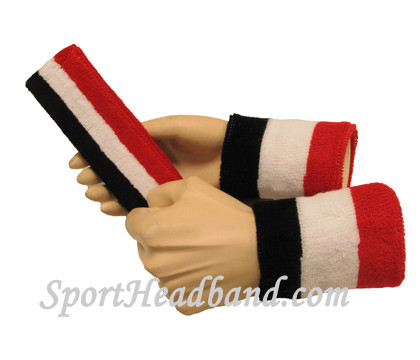 Black White Red sports sweat headband wristbands set