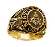 Mason Ring / Masonic Ring Pillar Design - Enamel & Steel Band for ...