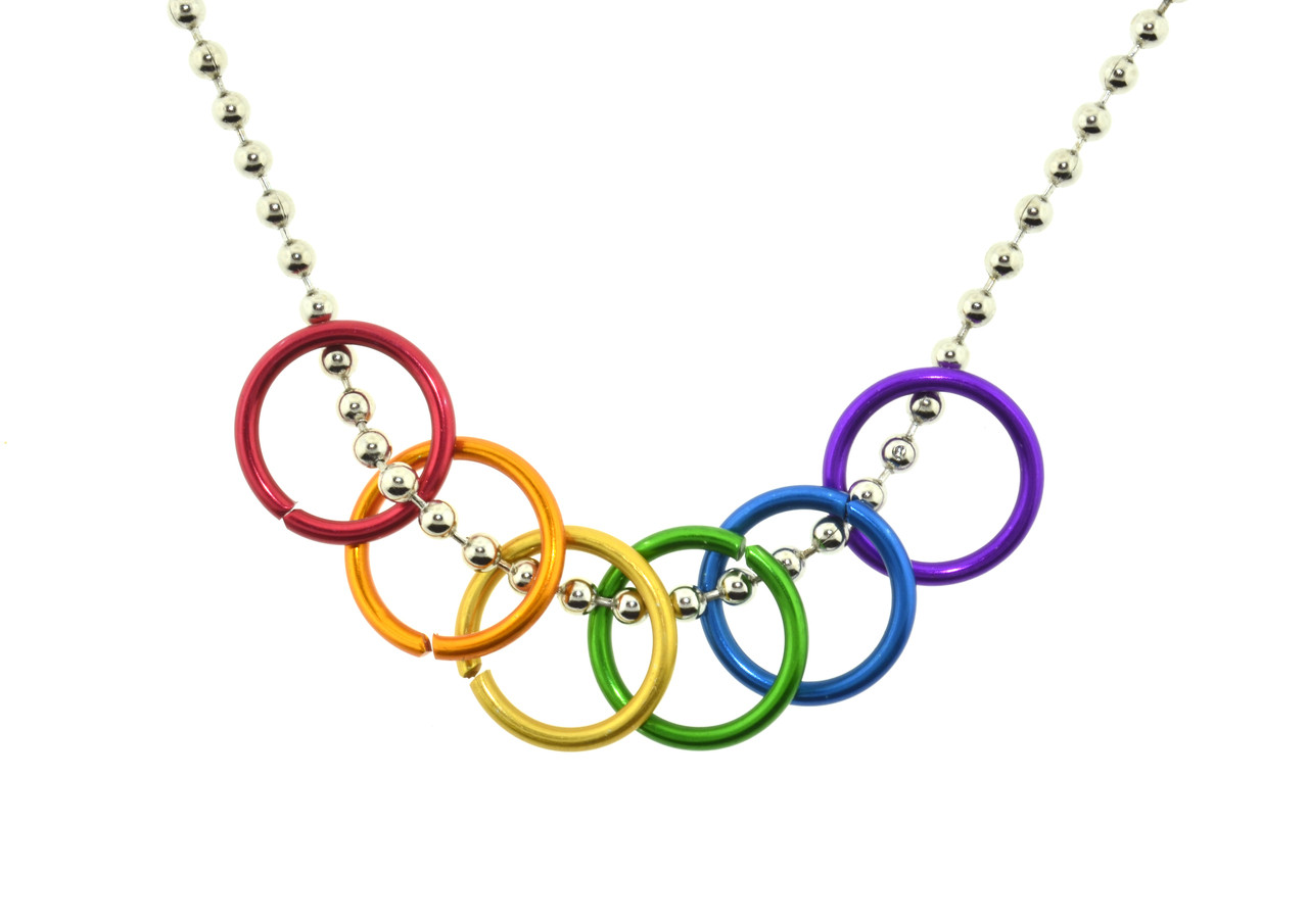Rainbow Freedom Rings Necklace - Gay & Lesbian LGBT Pride Chain - Pride ...