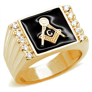 Gold Plated Freemason Ring / Masonic Ring with Black Stone for Masons ...