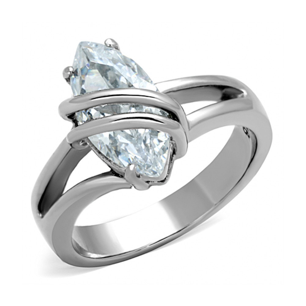 Steel Entangle Wire Cz Stone Ring Stainless Steel Engagement Ring