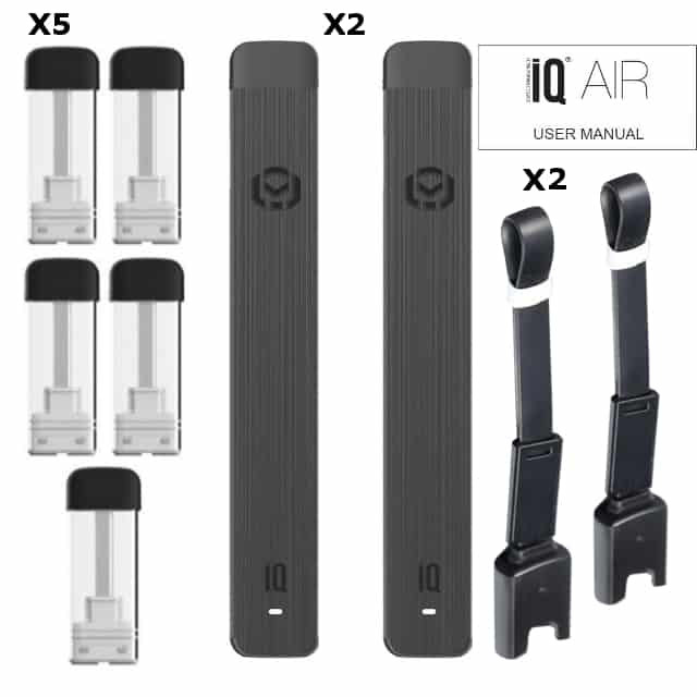 iQ Air Vape Kit. 2 iQ Devices, 2 USB Chargers for Home/Office, 5 iQ ...