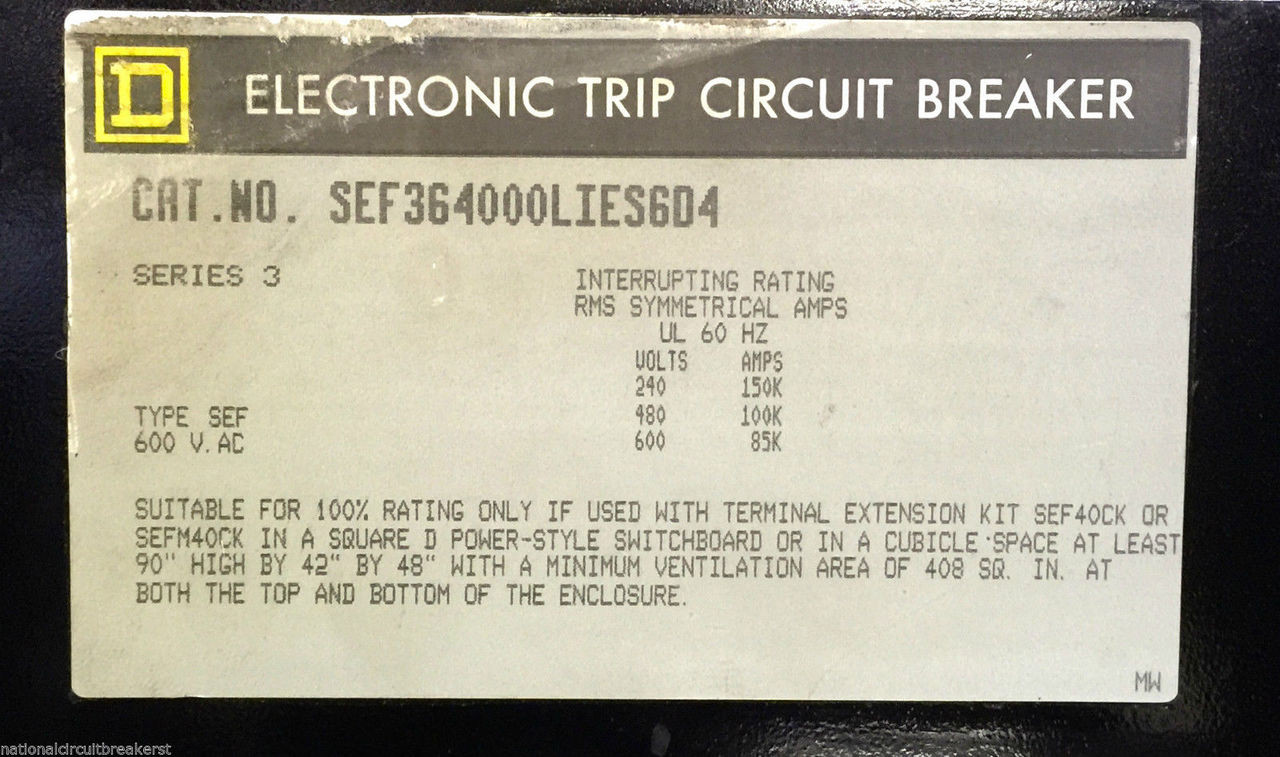 Square D SEF364000LIES604 4000 Amp MO, BOLT IN, LI, Used
