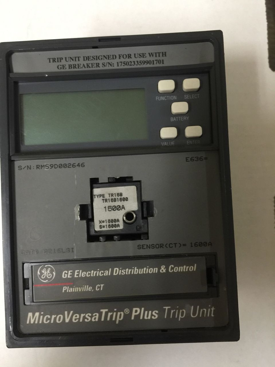 MicroVersaTrip Plus Trip Unit B216LSI 1600 Amp Rating Plug - National ...