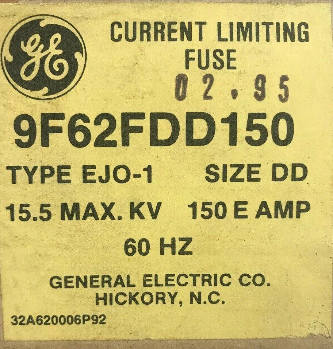 GE 9F62FDD150 15.5kv Fuse - National Circuit Breaker Store