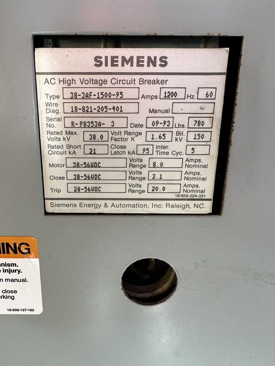 Siemens 38-3AF-1500-95 - National Circuit Breaker Store