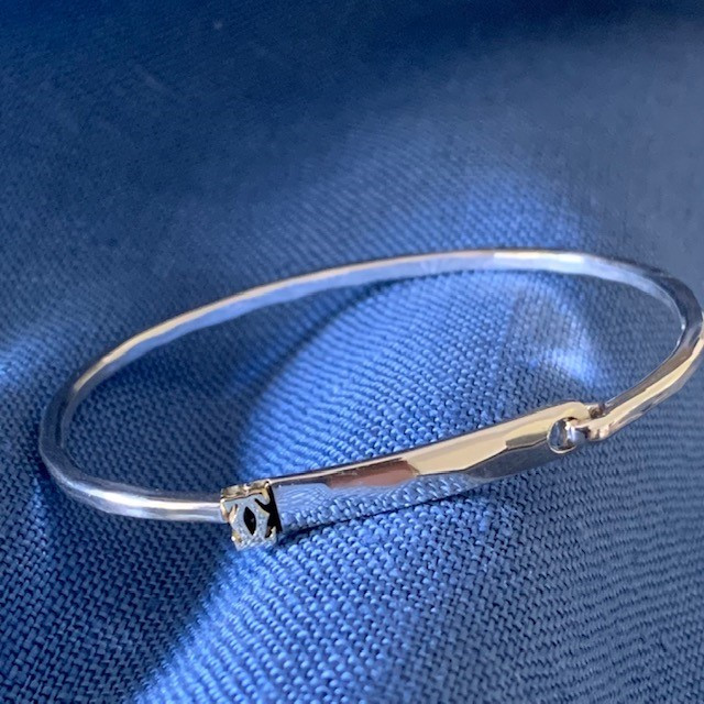 Very Petite Rare Vintage Cartier Sterling Silver and 18K Gold ID Style Bracelet