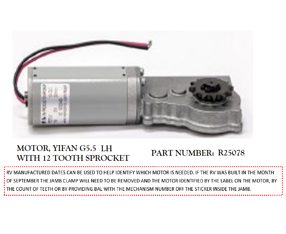 BAL R25078 RV Slide Out Exact Slide Motor Kit With Gearbox Mount Top ...
