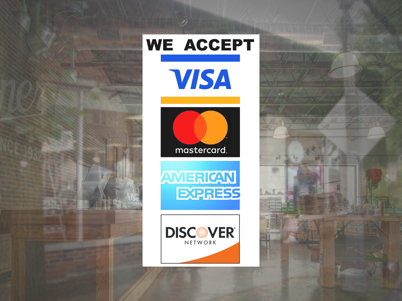 We Accept Credit Card Vinyl Sticker Waterproof with UV Coating 4x8 ...
