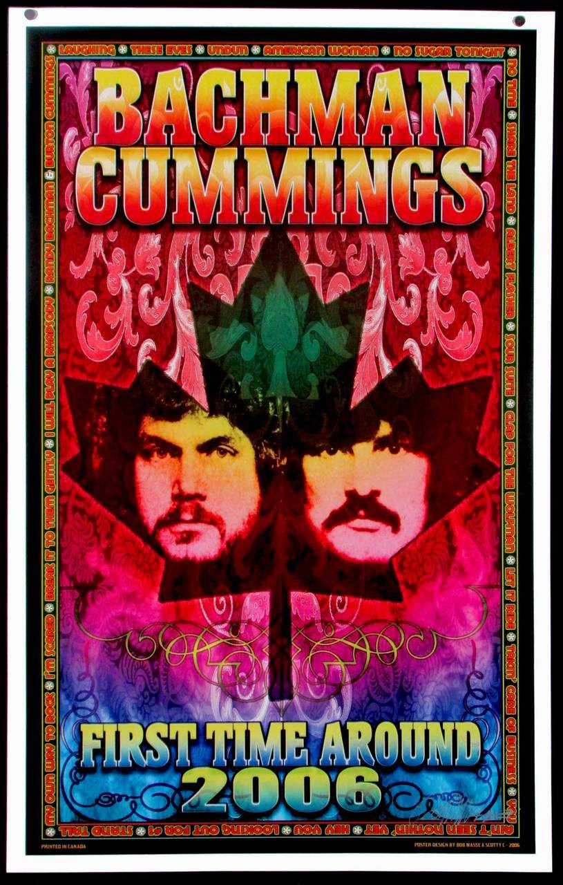 Bachman Cummings Band Poster First Time Around Tour 2006 Hand Signed