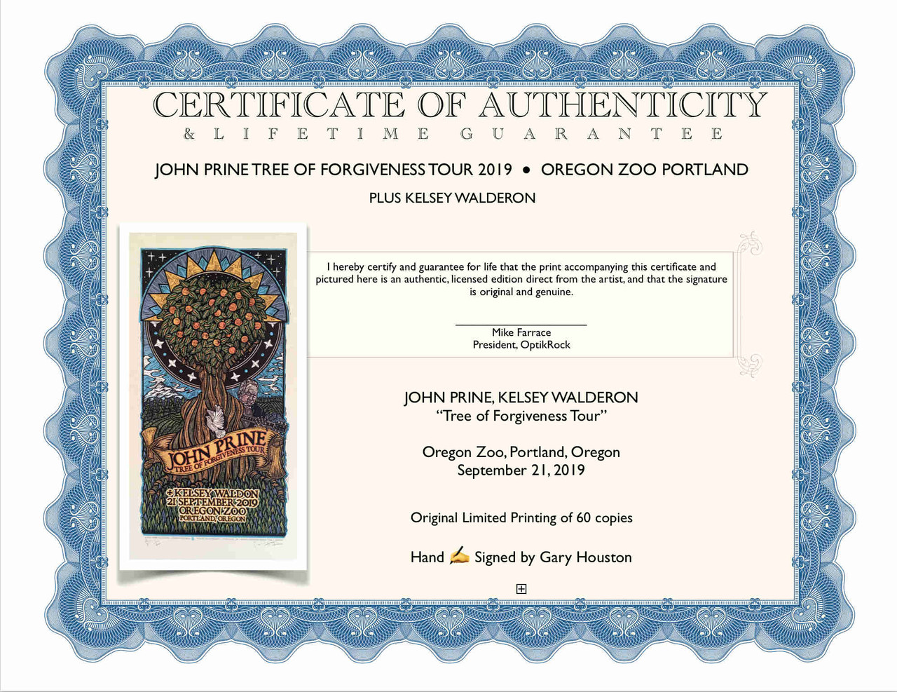 John Prine Tree of Forgiveness Tour Poster Kelsey Waldon Gary Houston S ...