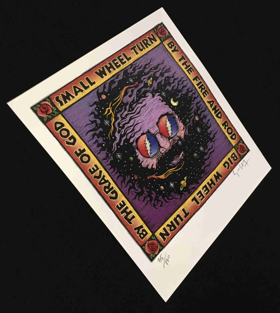 Jerry Garcia "The Wheel" Archival Blotter S/N 130 Hand-Signed by Gary ...
