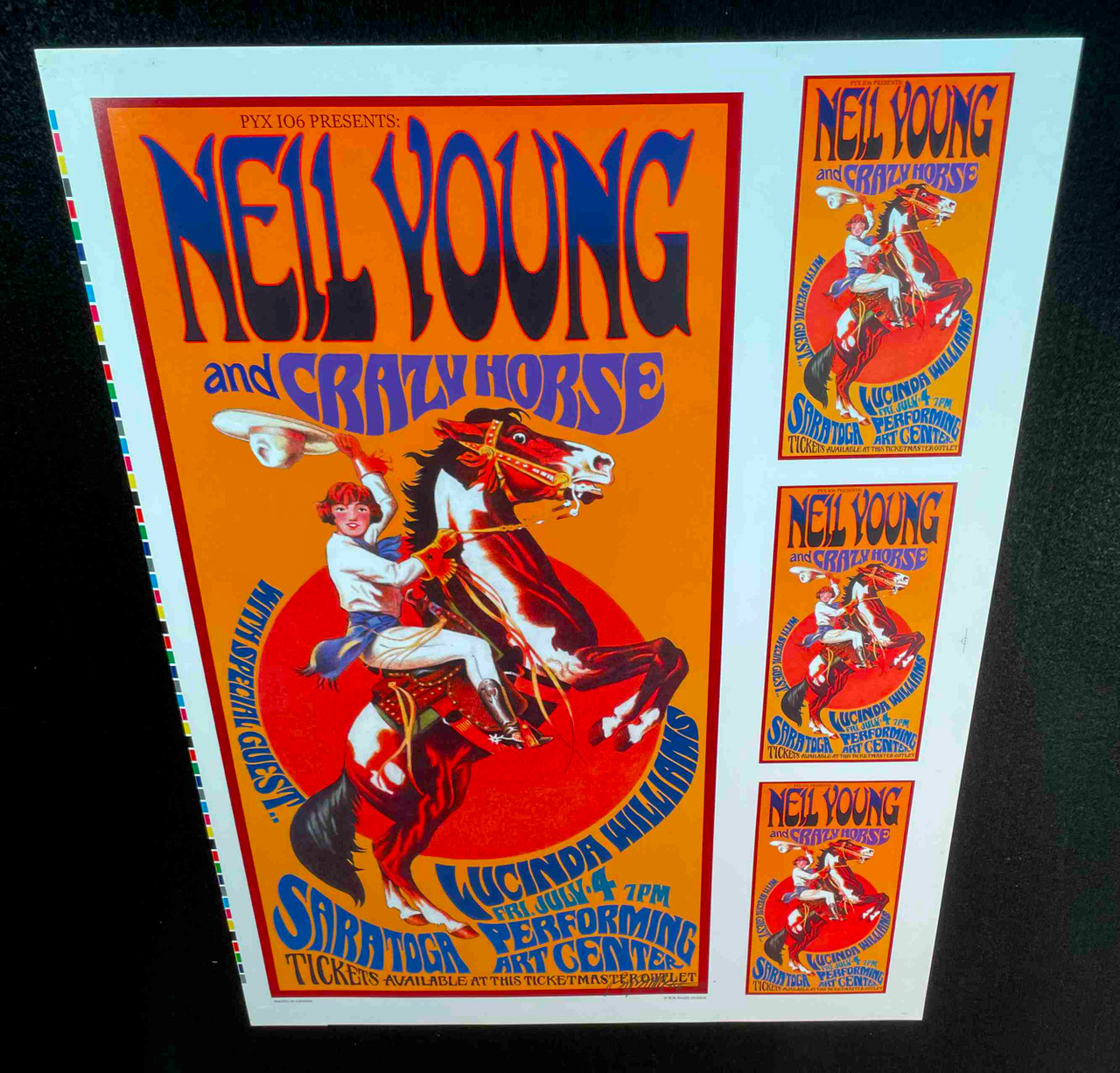 RARE UNCUT Neil Young Poster w Lucinda Williams Hand-Signed by Bob ...
