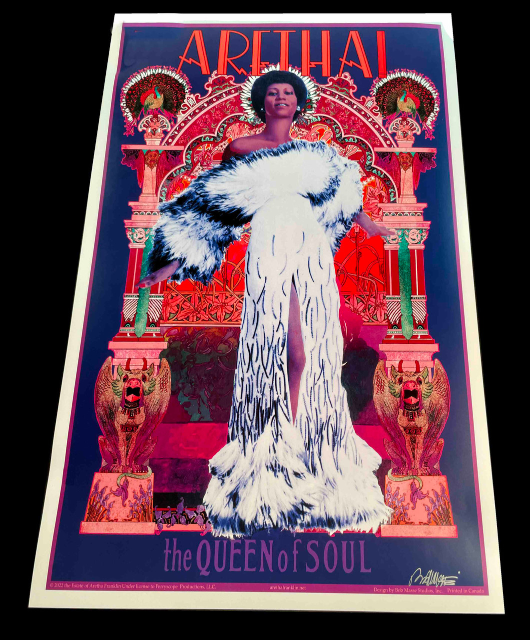 Aretha Franklin Poster Queen of Soul Original Litho Hand Signed Bob ...