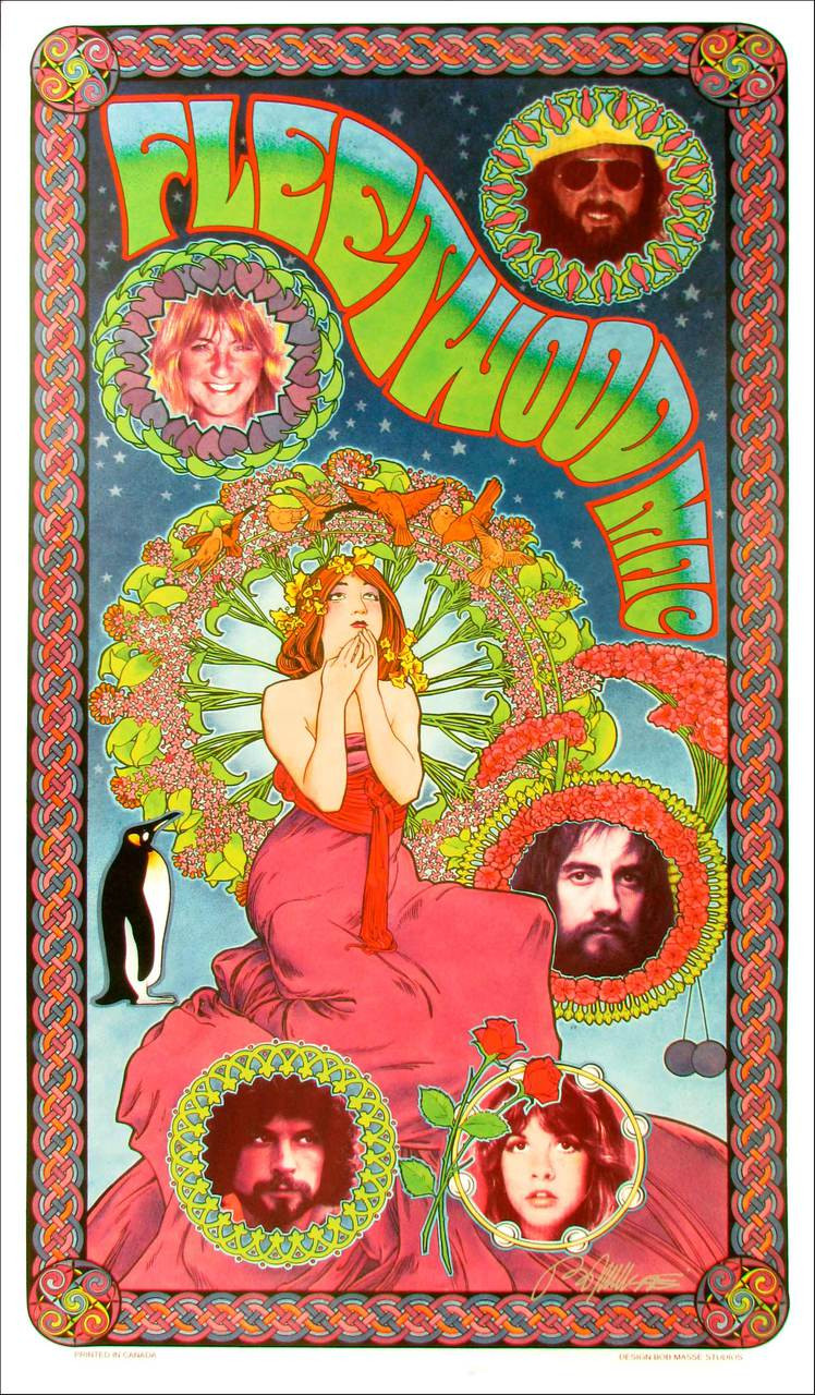 Fleetwood Mac Original Fan Poster New Litho Signed In Silver Ink Bob Masse