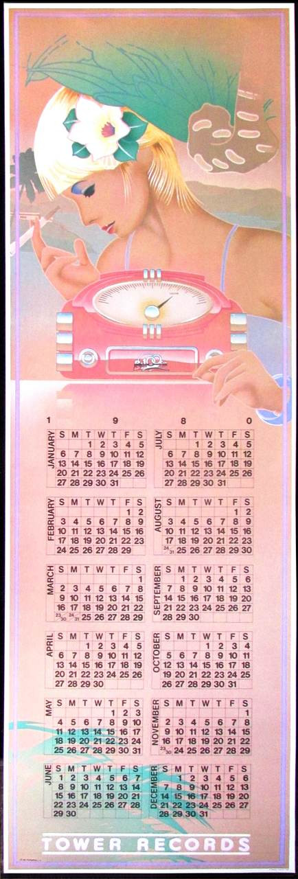 Tower Records Poster Calendar Smoking Blonde Frank Carson 1980 B100 FM ...