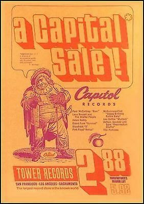 1971 Tower Records Sunset Poster Capitol Records Pink Floyd McCartney ...