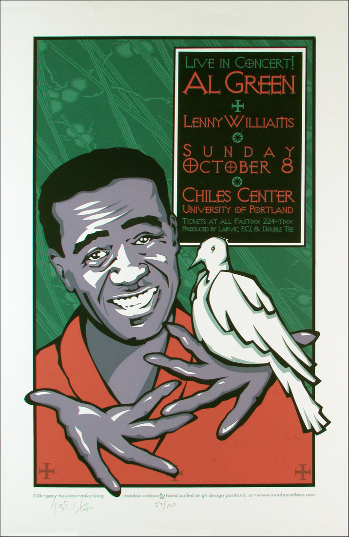 Al Green Poster Portland Oct 2000 Signed Silkscreen by Gary Houston