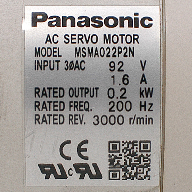 Panasonic AC Servo Motor MSMA022P2N 200W 3000RPM 3phase 92V 1.6A MSMA