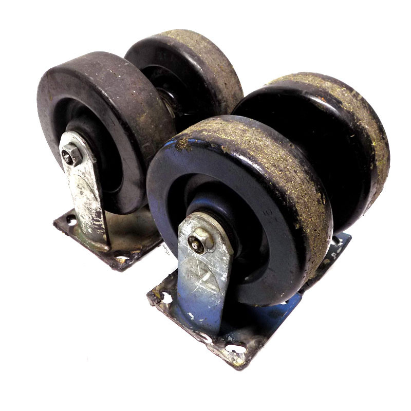 (4) Industrial J&J Casters 6" x 2" Galvanized Steel Fixed Non-Locking ...