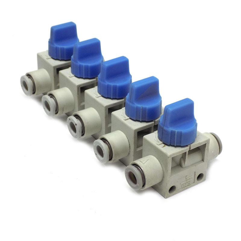 (5) SMC VHK3-06F-06F Finger Valves Blue Rotary Knob Industrial Air ...
