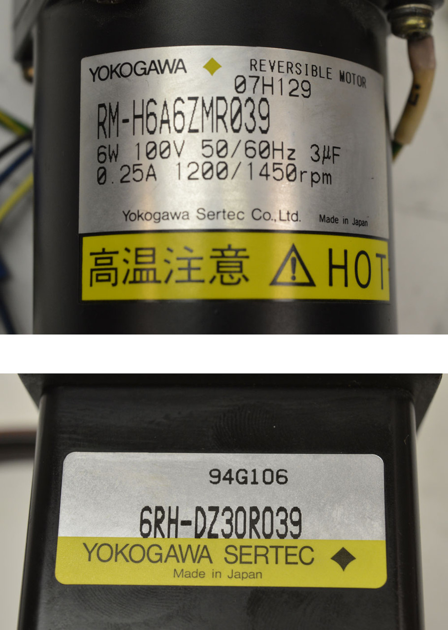 Yokogawa RM-H6A6ZMR039 Motor & 6RH-DZ30R039 Reducer C