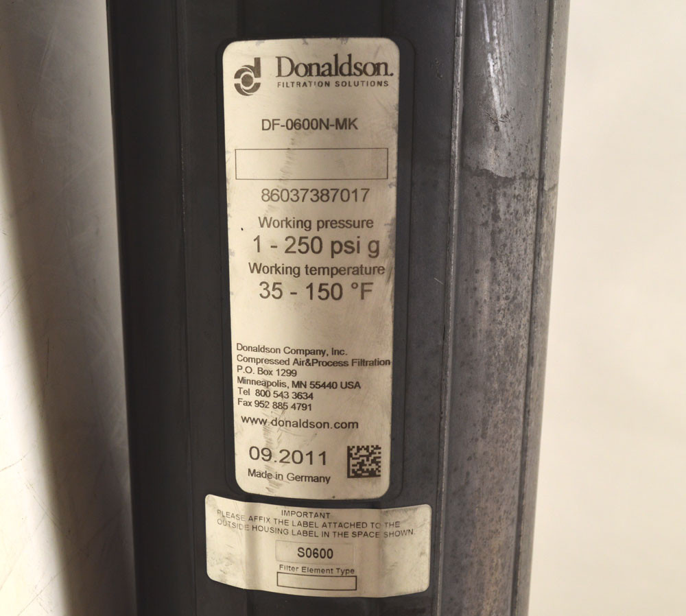 Donaldson DF-0600N-MK Filter Ultrafilter Compressed Air 1-250psig 35-150°F