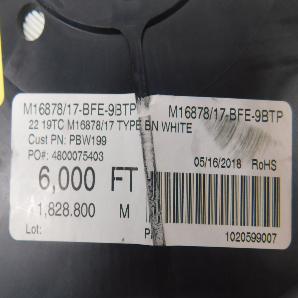 M16878/17-BFE-4BTP 22AWG White MIL-SPEC Tinned Copper Lead Wire (~2000')