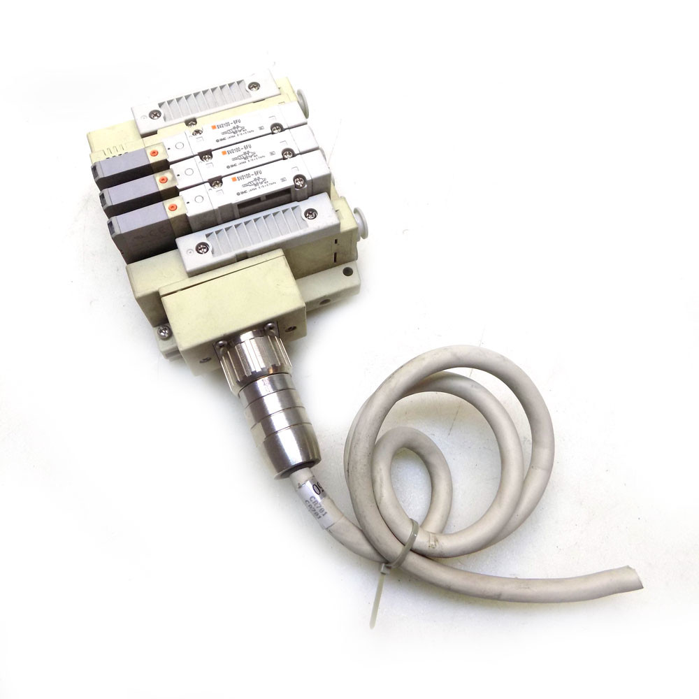 SMC SV2100-6FU 5 Port 2 Position Single Solenoid Valves (3) w/ Manifold
