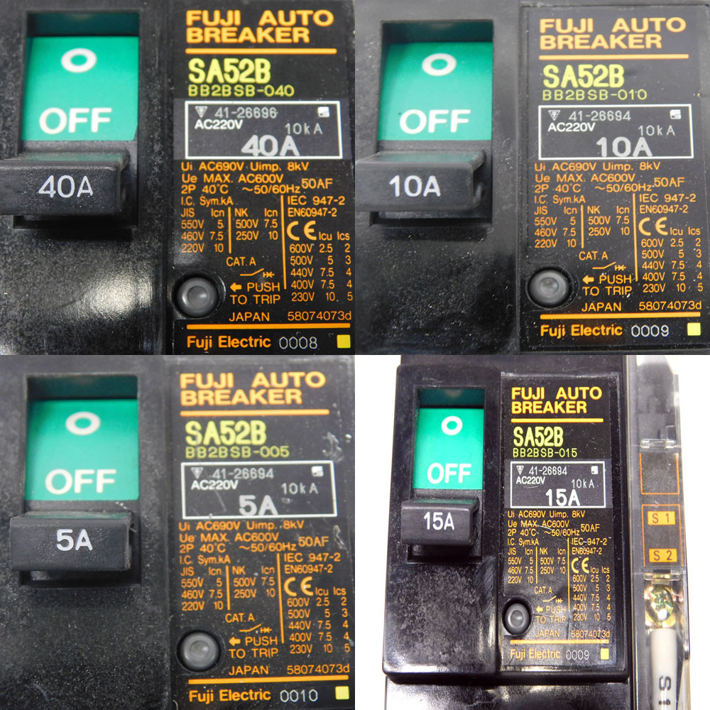 Fuji Electric SA53B Circuit Breakers (3)10A (1)15A (2)5A (1)40A