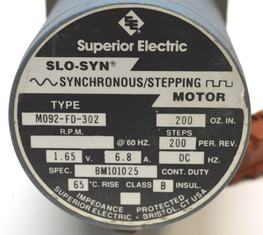 Superior M092-FD-302 Motor DC Slo-Syn Synchronous Stepping Steps:200 ...