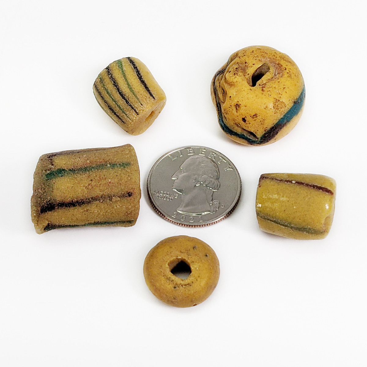 Large Old Antique African Trade Akoso/Krobo Bodom Powder Glass Round ...