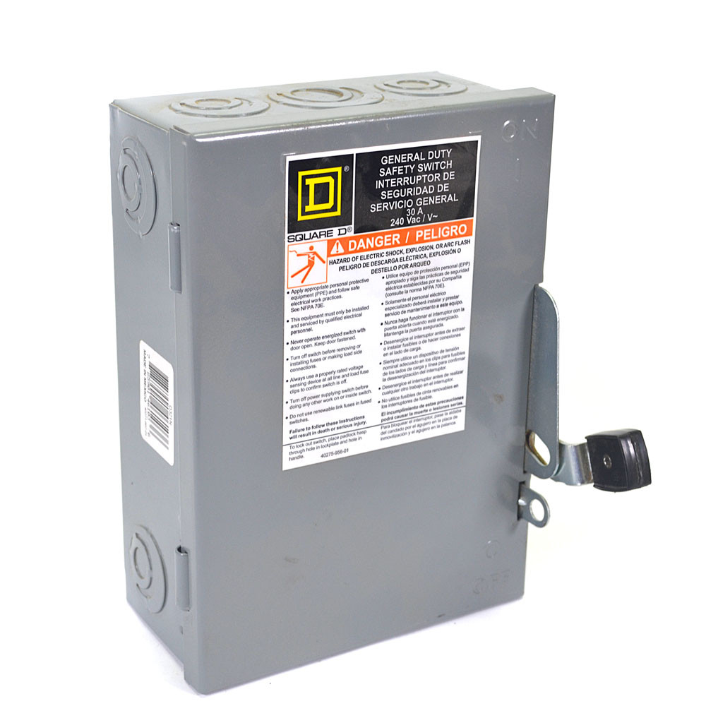 Square D D321N 30 Amp 240 Vac 3 Pole Fusible General Duty Safety Switch