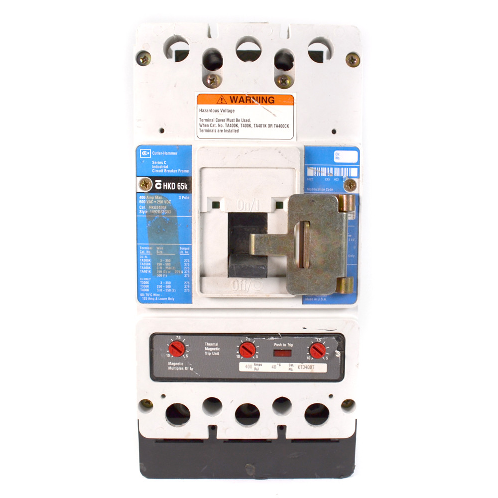Cutler-Hammer HKD3400F 3P 400A 600VAC Circuit Breaker w/ KT3400T ...