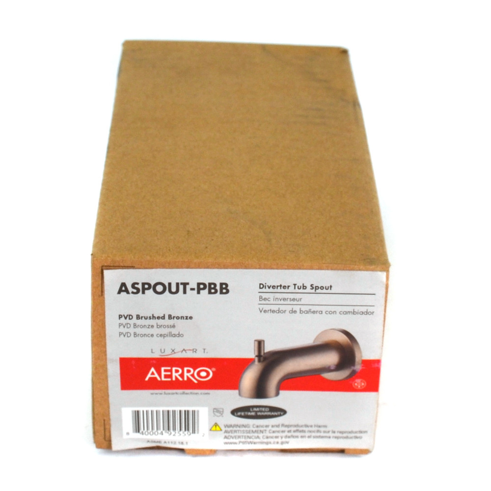 Luxart ASPOUT-PBB Aerro Diverter Tub Spout 6-3/16" Reach PVD Brushed Bronze