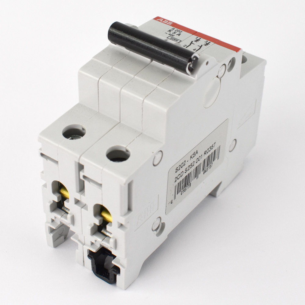 ABB S202-K5A Miniature Circuit Breaker 5A 400VAC 50/60Hz 125VDC 2-Pole ...
