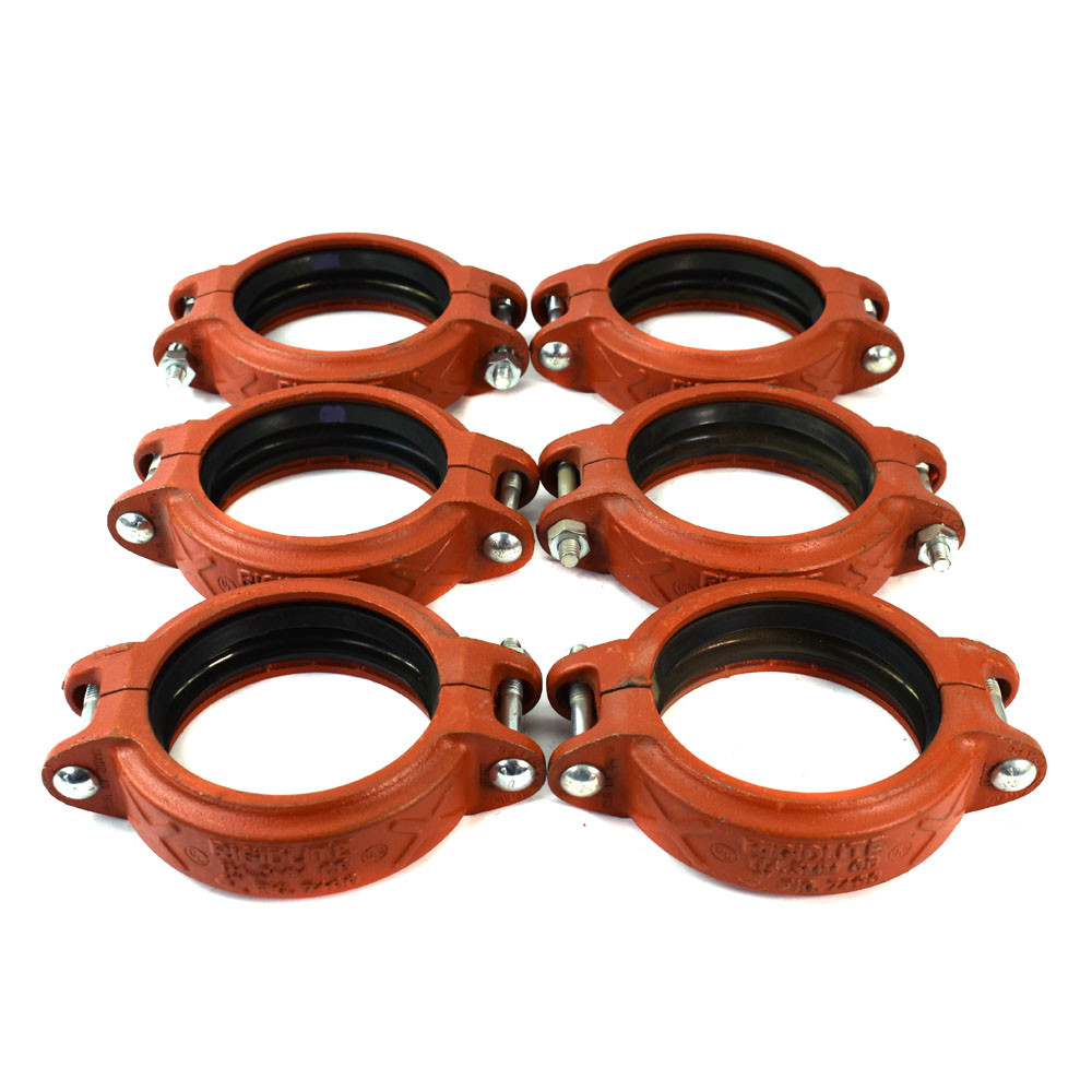 Rigidlite 7400 Rigid Pipe Coupling 4"x 4" Grooved Orange Ductile Iron 2 ...
