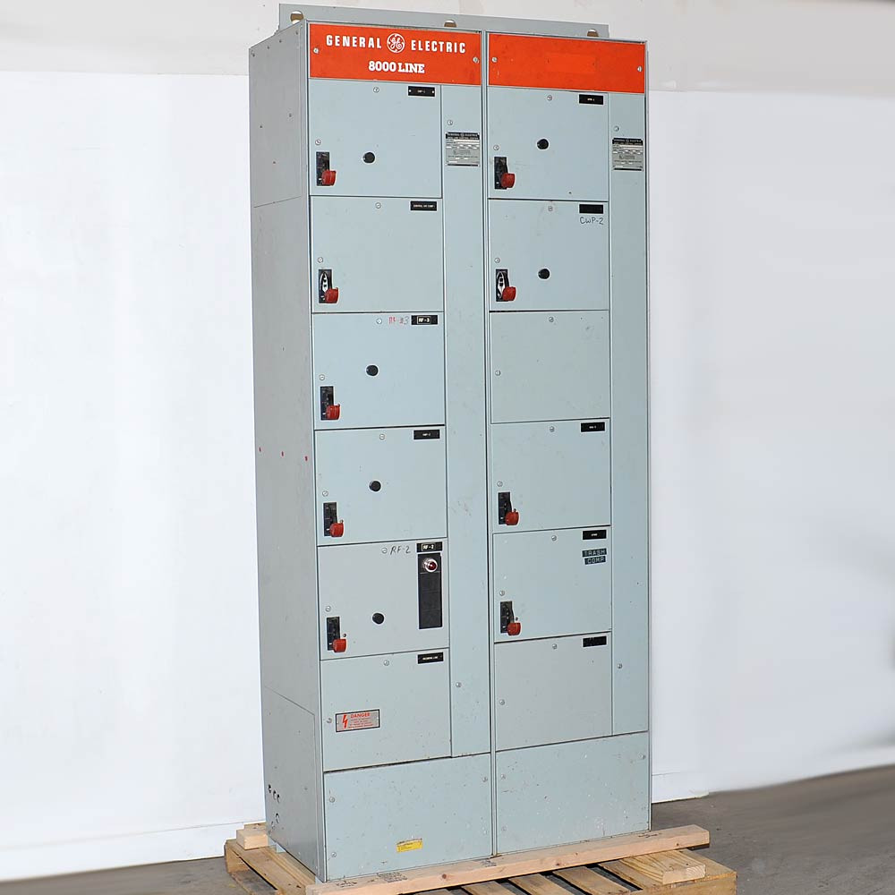 GE 8000 Line Motor Control Center 600A 480V 3PH 3W MCC, (9) Starter Buckets
