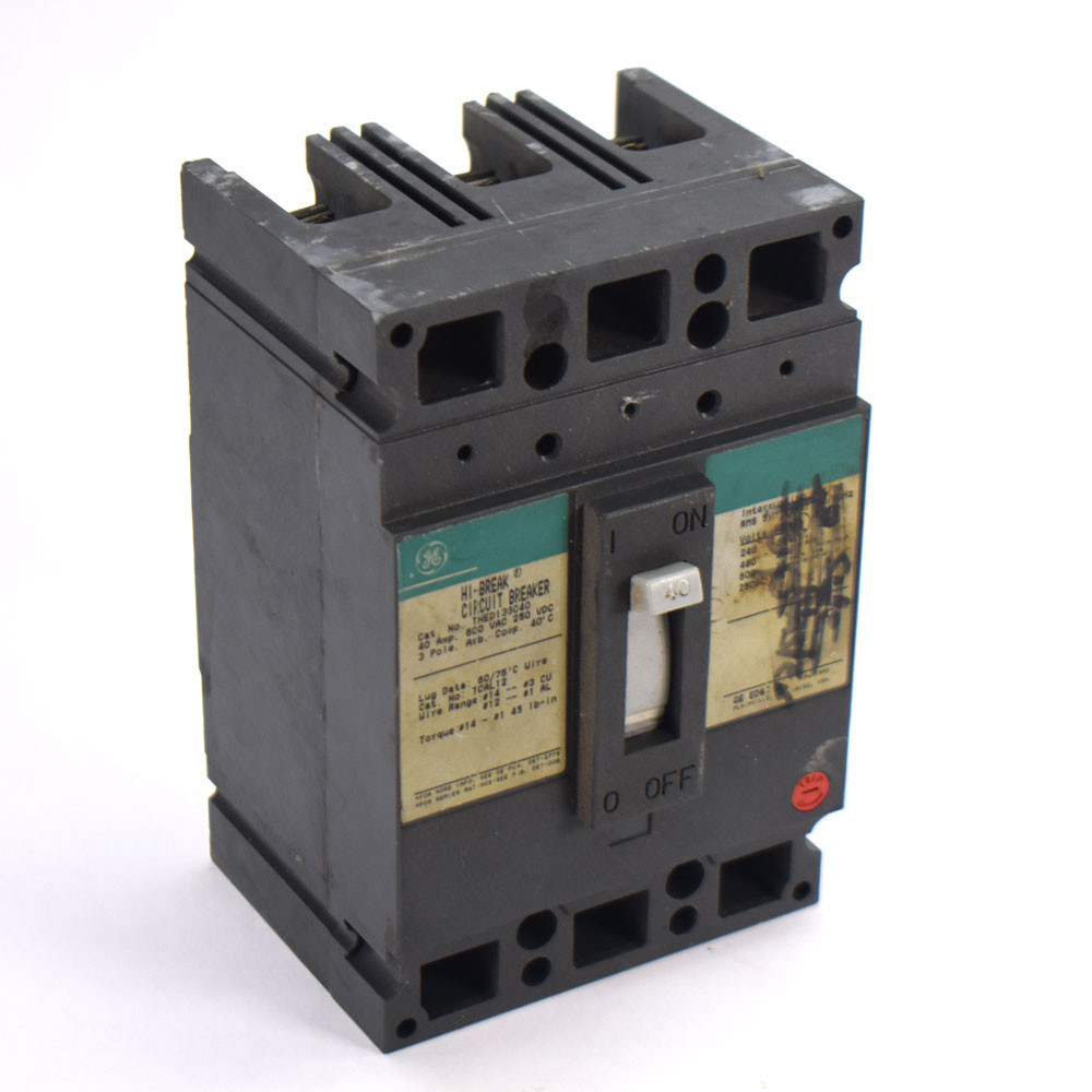 General Electric THED136040 600VAC/250VDC 3-Pole 40A Hi-Break Circuit ...