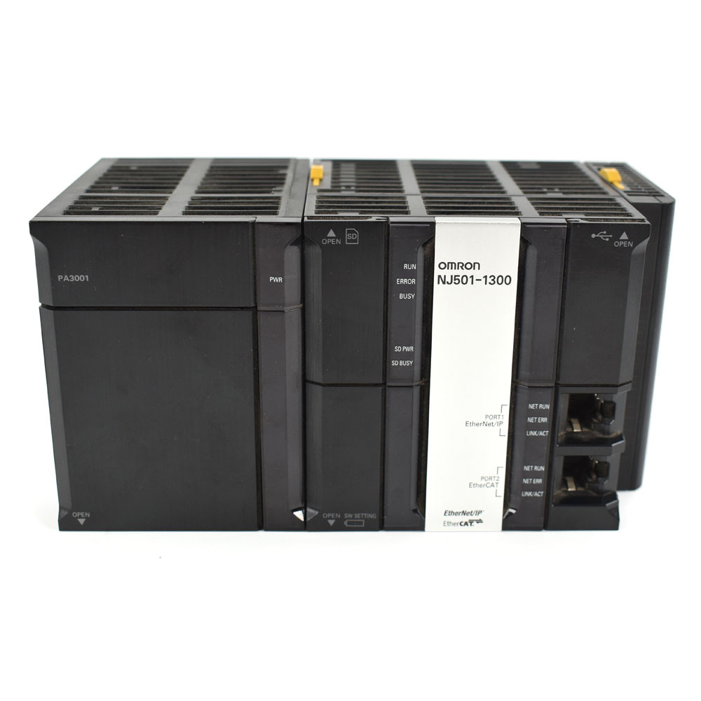 Omron NJ501-1300 PLC CPU Unit w/ NJ-PA3001 Power Supply Unit and End Cover