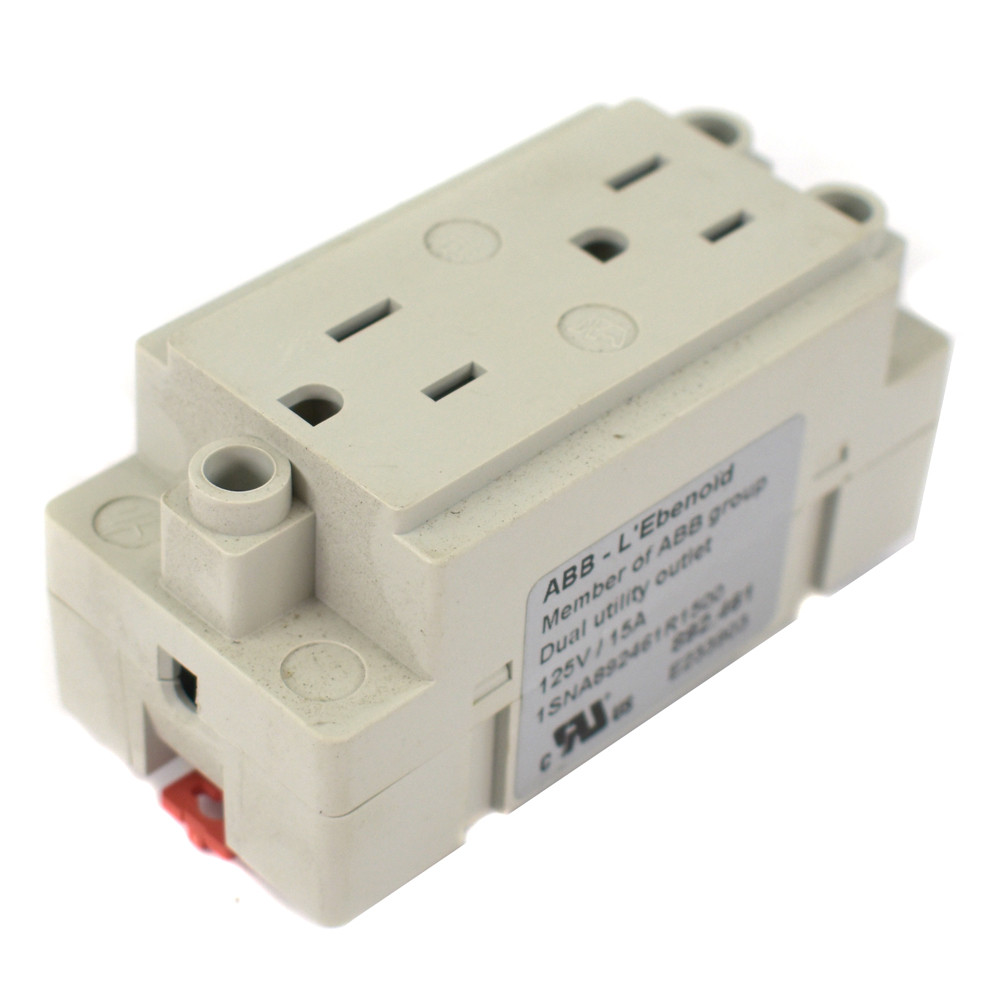 ABB 1SNA892461R1500 Dual Utility Outlet 120V 15A White DIN Rail Mount ...