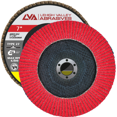 7" x 7/8" Ceramic Flap Disc Type 27 Flat | 120 Grit T27 | LVA CFFAS70S120CP