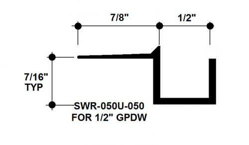 1/2" x 1/2" Aluminum "F" Reveal Trim, Primed for Painting SWR-050U-050 ...
