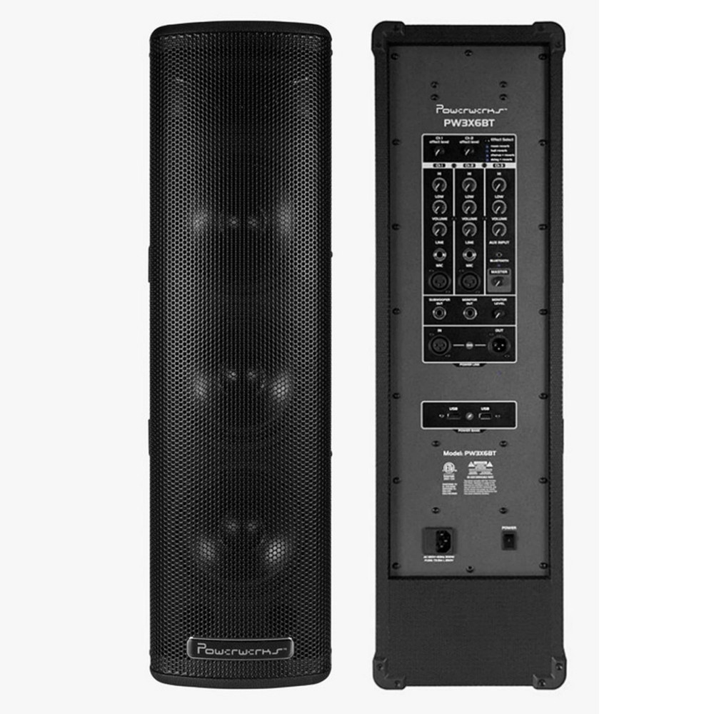 POWERWERKS PW3X6BT Portable Lightweight Bluetooth PA Speaker System ...