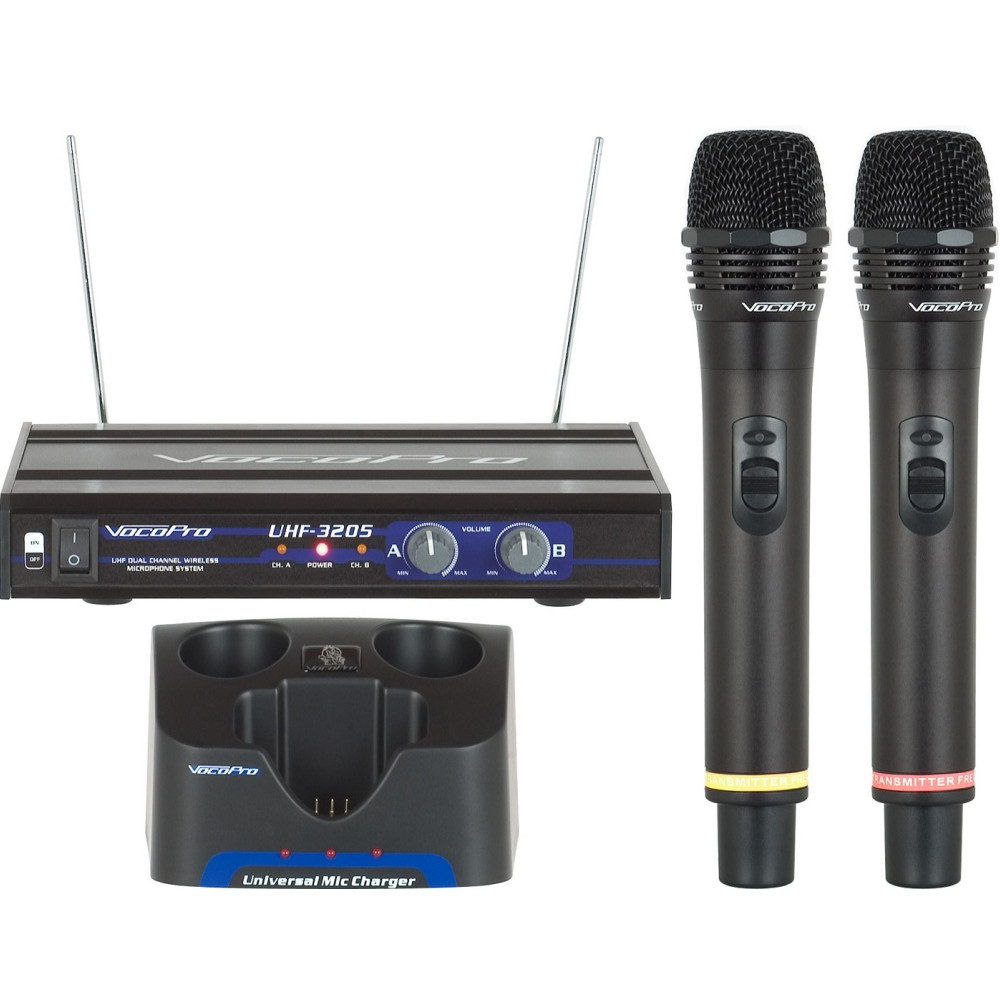 VOCOPRO UHF-3205 (2) Mic Rechargeable Wireless System includes Docking ...
