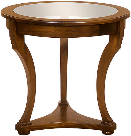 Round wood end table with glass top store
