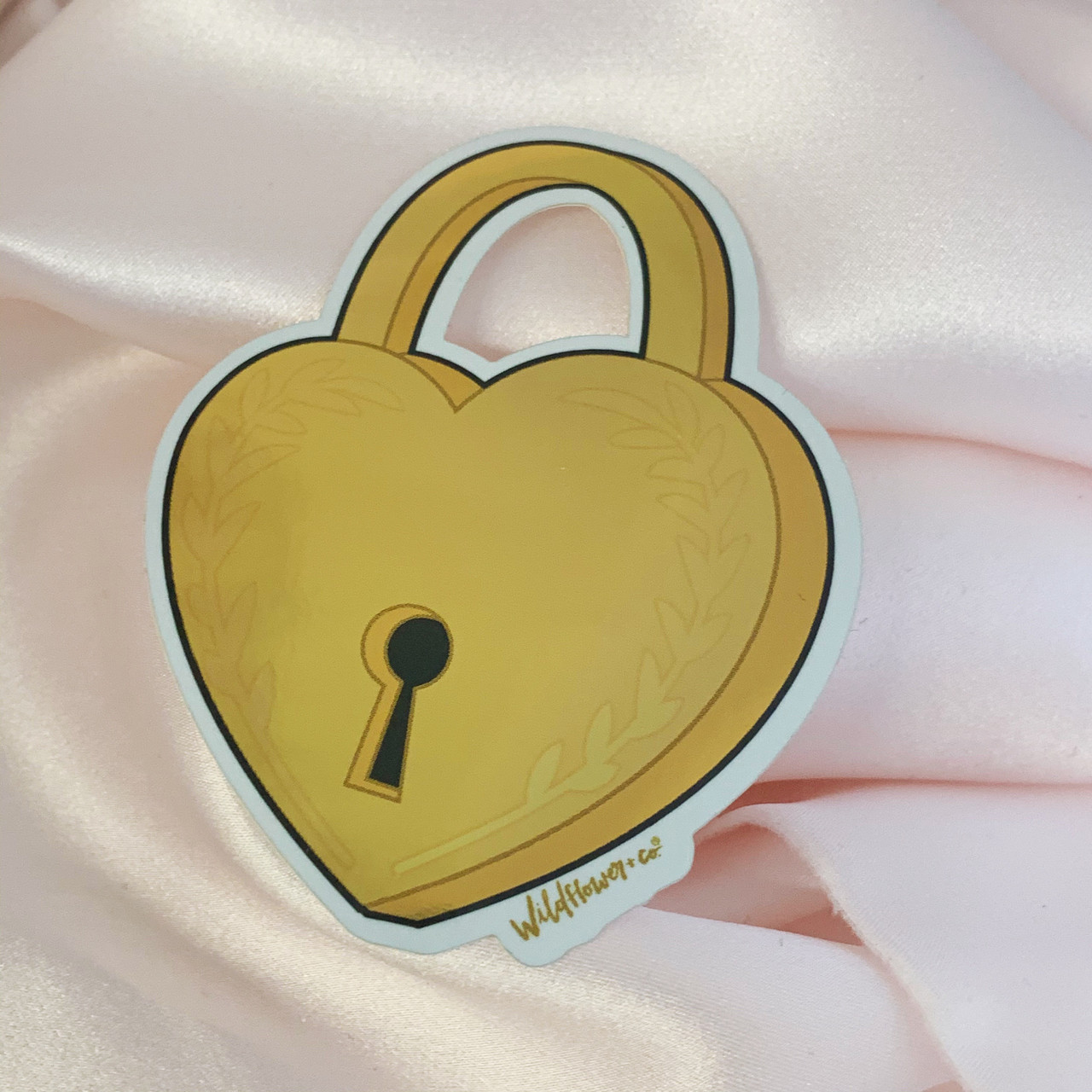 Heart Padlock Sticker, Gold | Wildflower + Co.