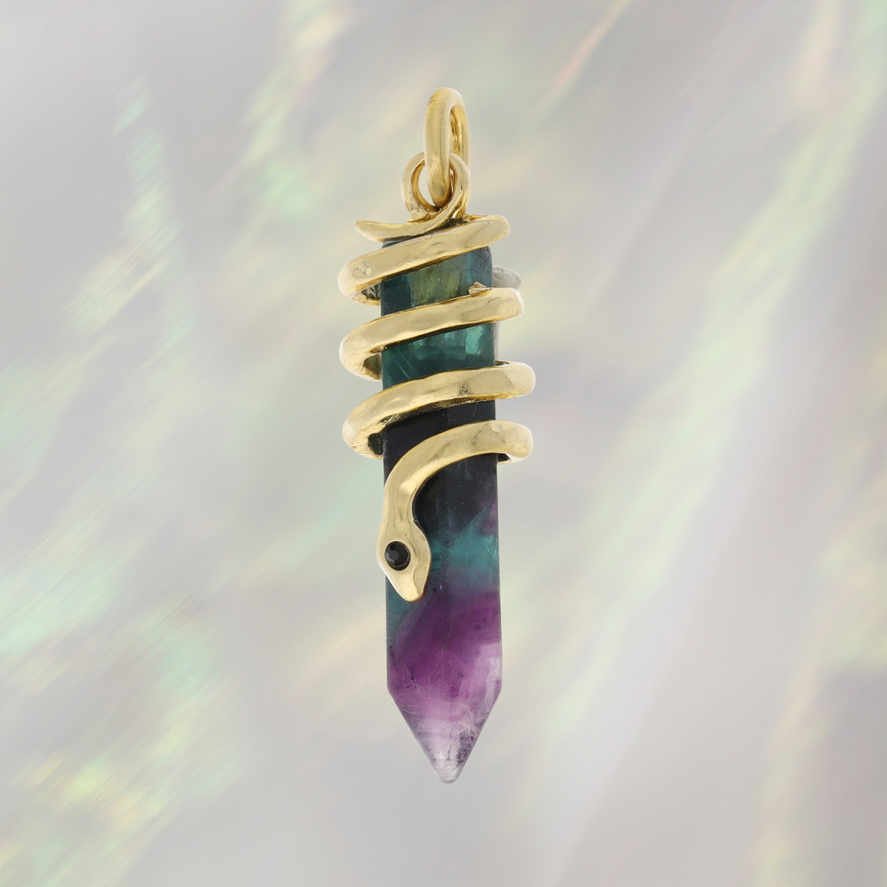 Crystal Snake Charm Rainbow Fluorite Gold Wildflower Co