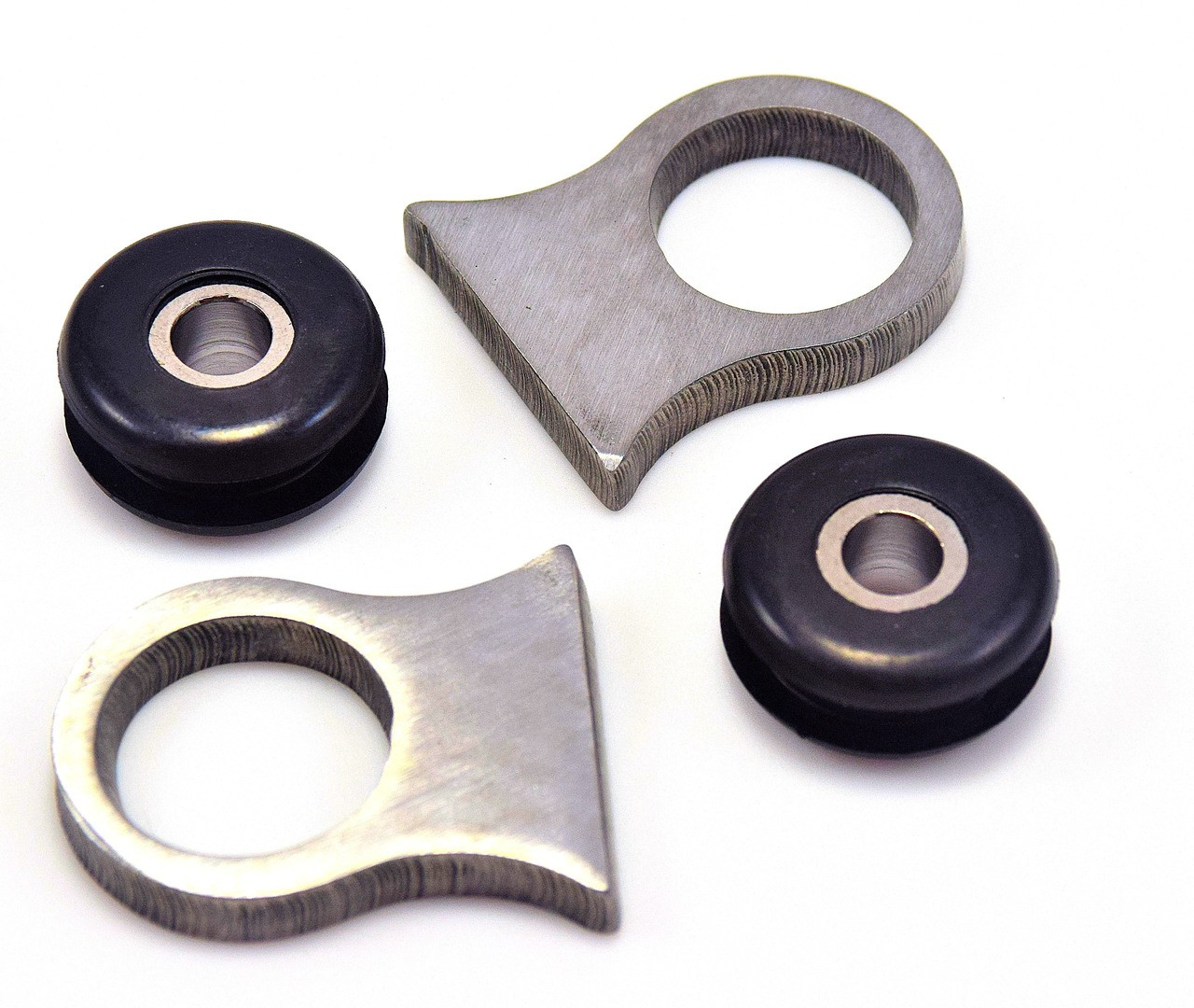 Hourglass shaped rubber gas oil tank mounting tabs weld on steel